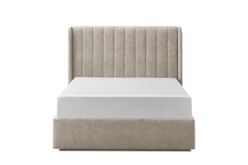 Fran Gas lift King Size Bed Frame - Biege Fabric – Traynor Furnishings